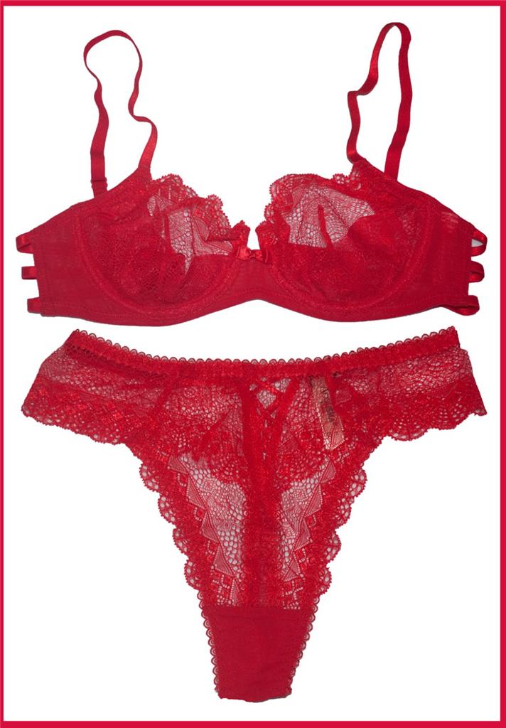 Red Sheer Lace Non Padded Bra Thong Set 10c 12c 14c 16c Ebay
