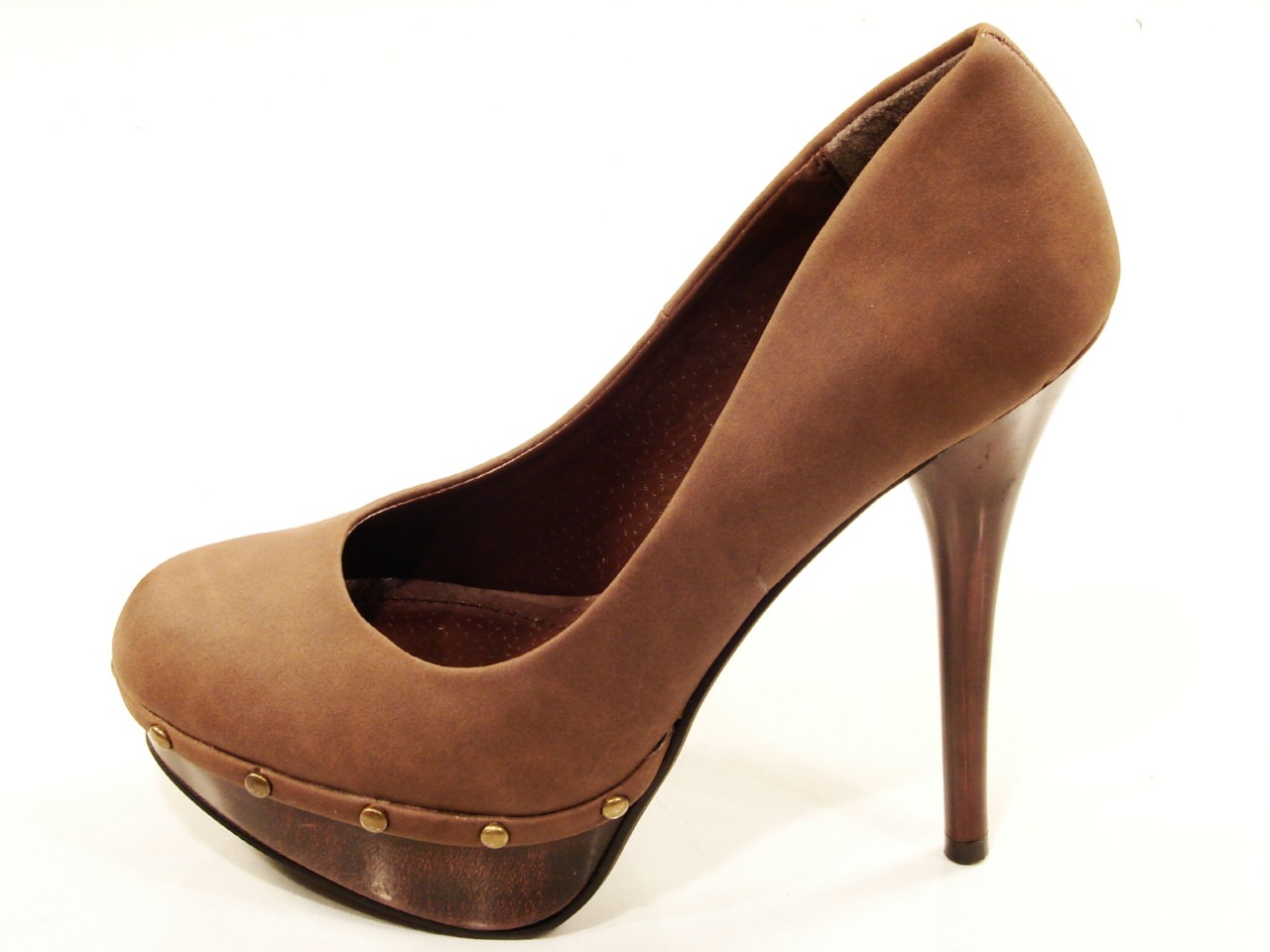 SPEED LIMIT 98 WOMENS BYBUS BROWN HIGH HEEL WOOD PLATFORM PUMPS