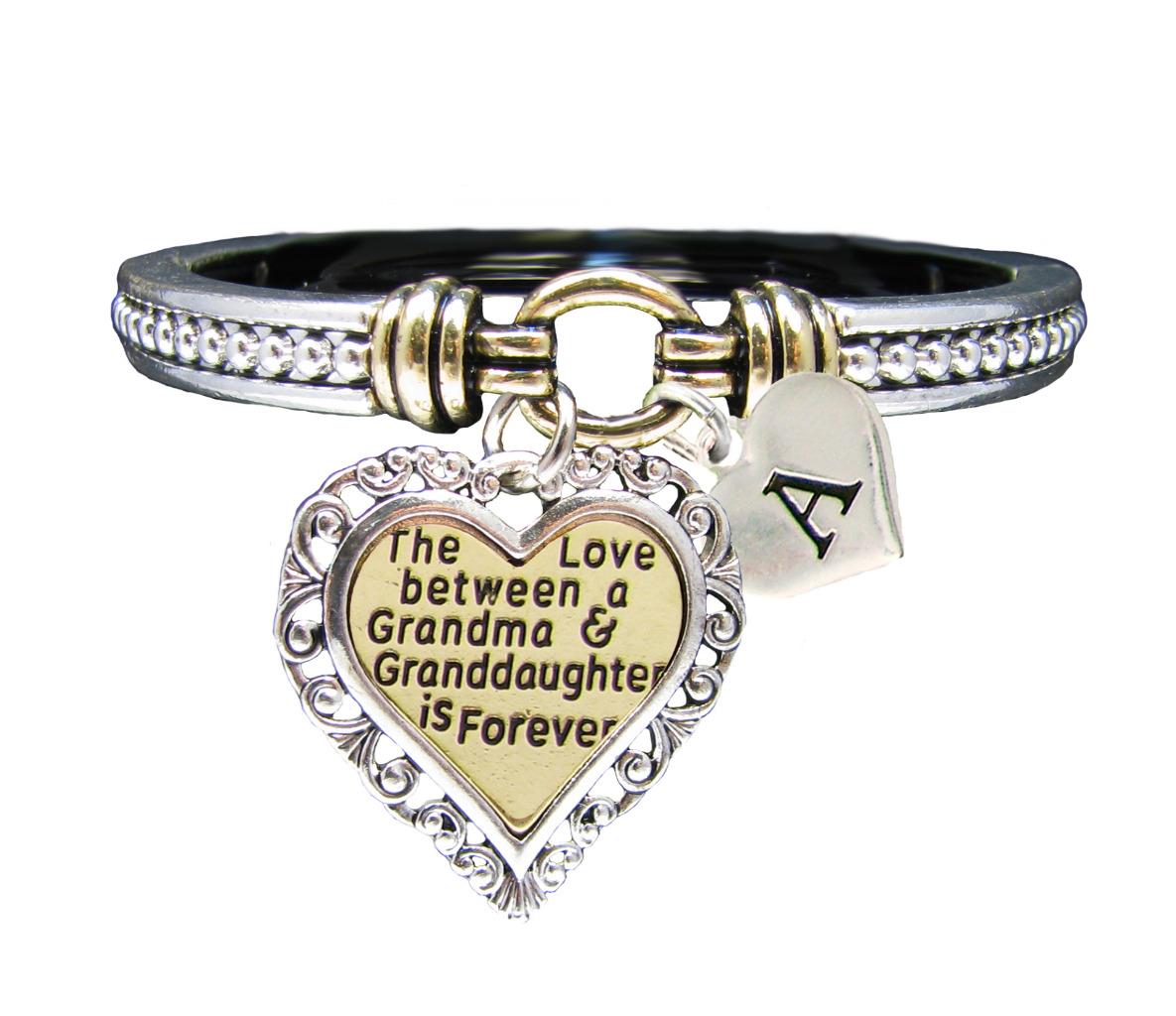 CUSTOM LOVE BETWEEN Grandma Granddaughter Is Forever Silver Bracelet custom-love-between-grandma-granddaughter-is-forever-silver-bracelet