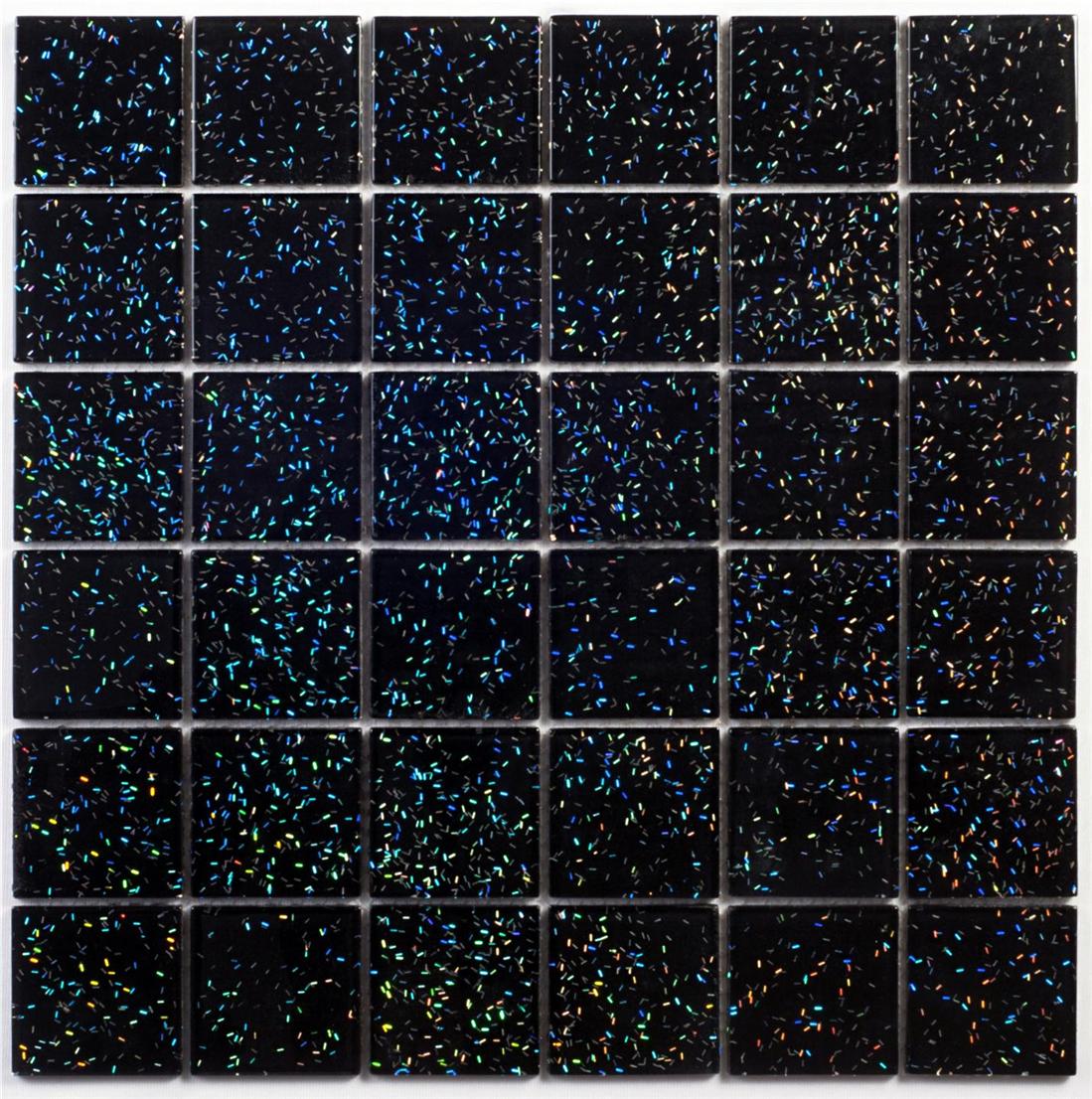 Black Glitter Glass Feature Walls Borders Splashbacks Mosaic Tiles ...