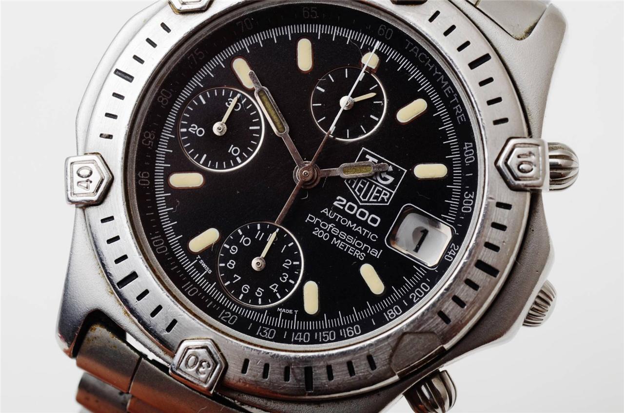 TAG Heuer 2000 Professional Chronograph SS Authentic Men's Diver Automatic Watch | eBay