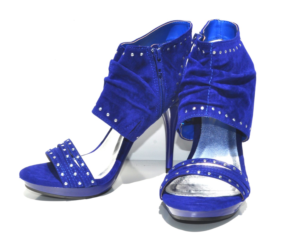 Qupid Royal Blue Velvet Sexy Womens High Heel Slingback Sandals Retail 79