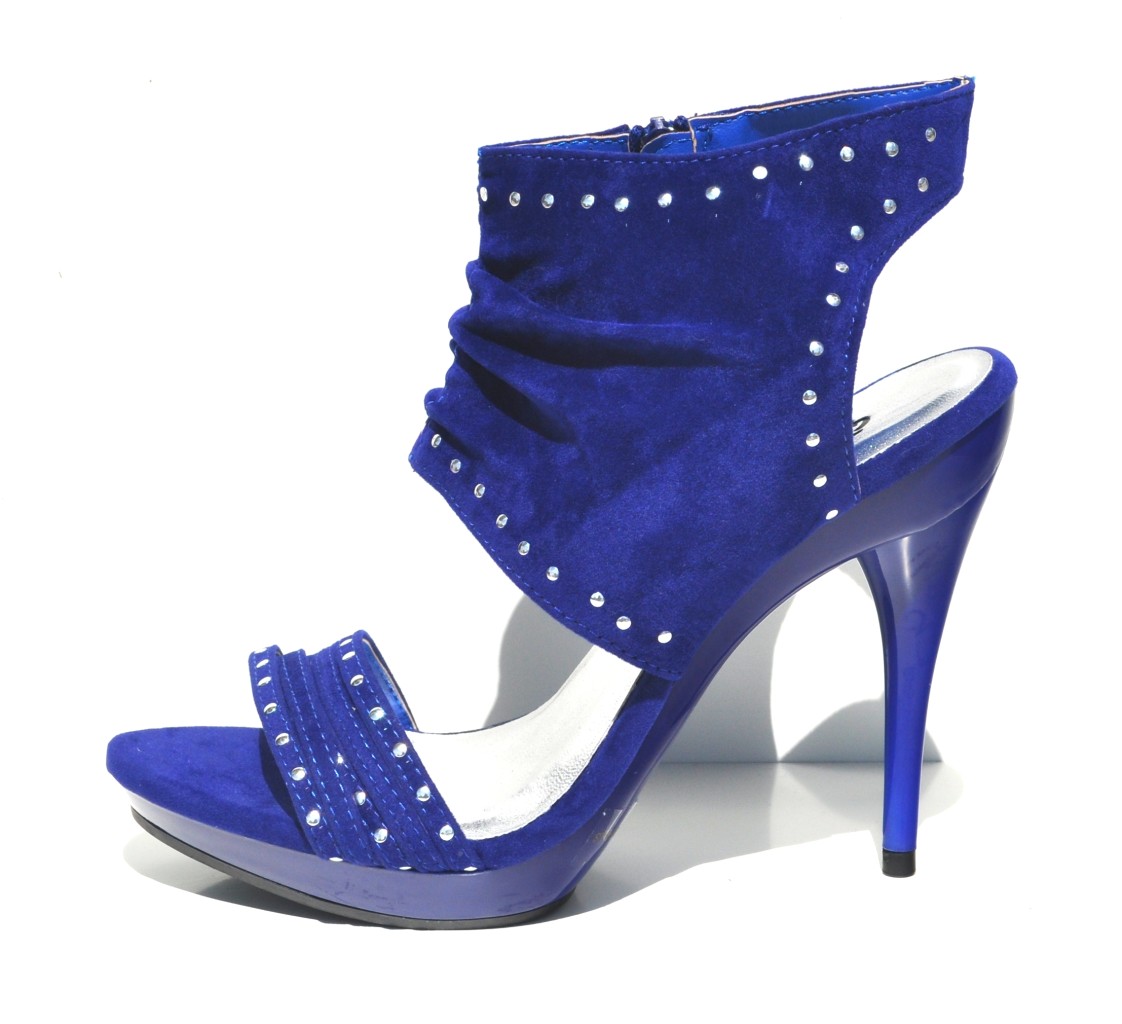 Qupid Royal Blue Velvet Sexy Womens High Heel Slingback Sandals Retail 79