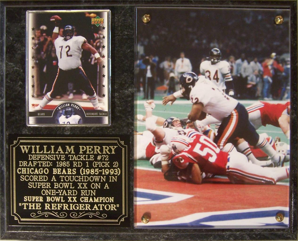 William Perry Photo Card Plaque Chicago Bears Super Bowl Xx Champions Ebay