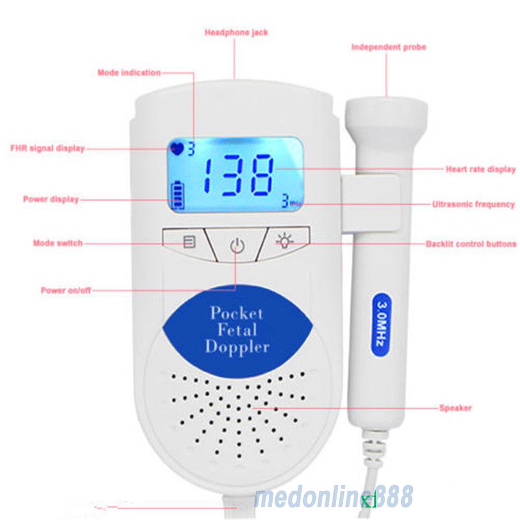 Pocket Fetal Doppler ultrasonic baby heart beat monitor with gel ...