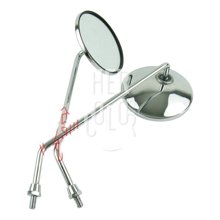 Pair Universal 4 Round Long Stem Motorcycle Mirrors 8mm Chrome Ebay