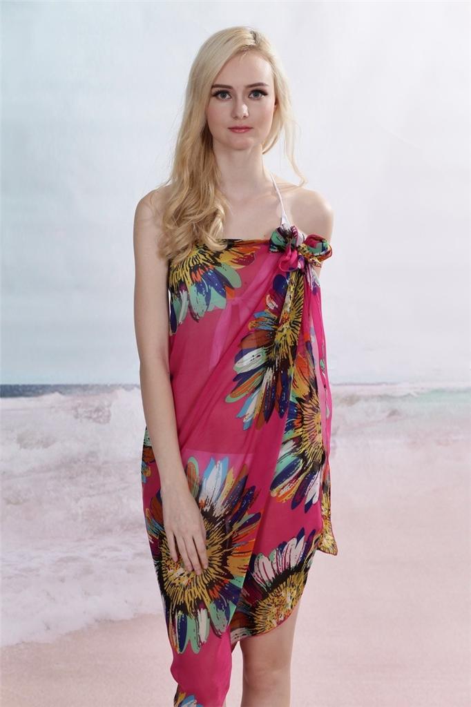 Womens Sheer See Through Chiffon Beach Swimsuit Swim Cover Up Wrap
