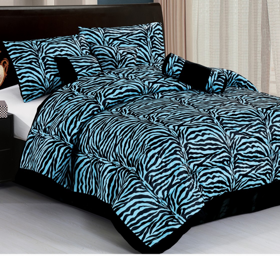 7PC NEW Safarina Zebra Animal Comforter Set Blue Queen EBay 7PC NEW Safarina Zebra Animal Comforter Set Blue Queen EBay