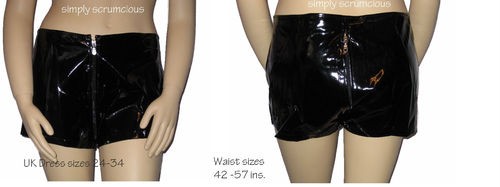 Plus Size Black Pvc Micro Shorts 2 Way Zip Dress Sizes 28 30 And 32 6x 8x Ebay