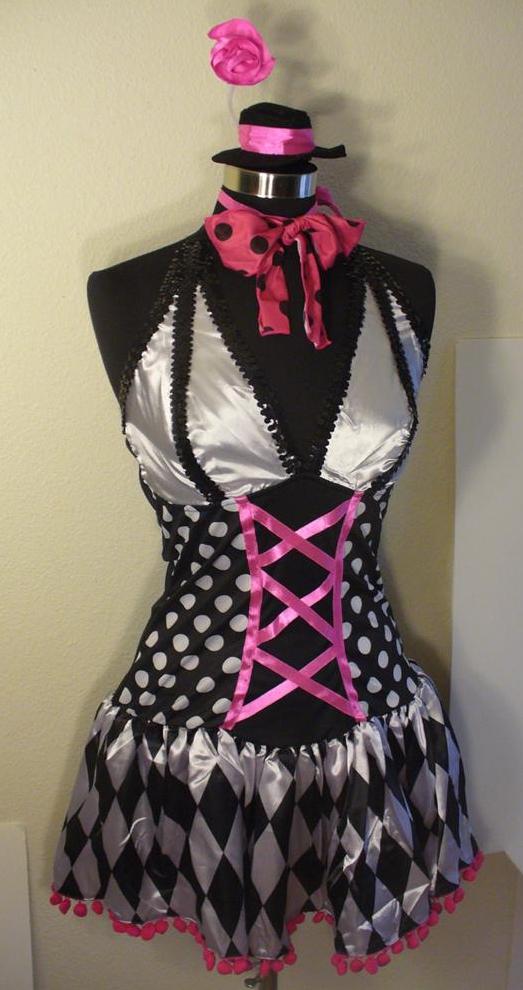 Sexy Harlequin Honey Circus Clown Halloween Costume Complete New Adult
