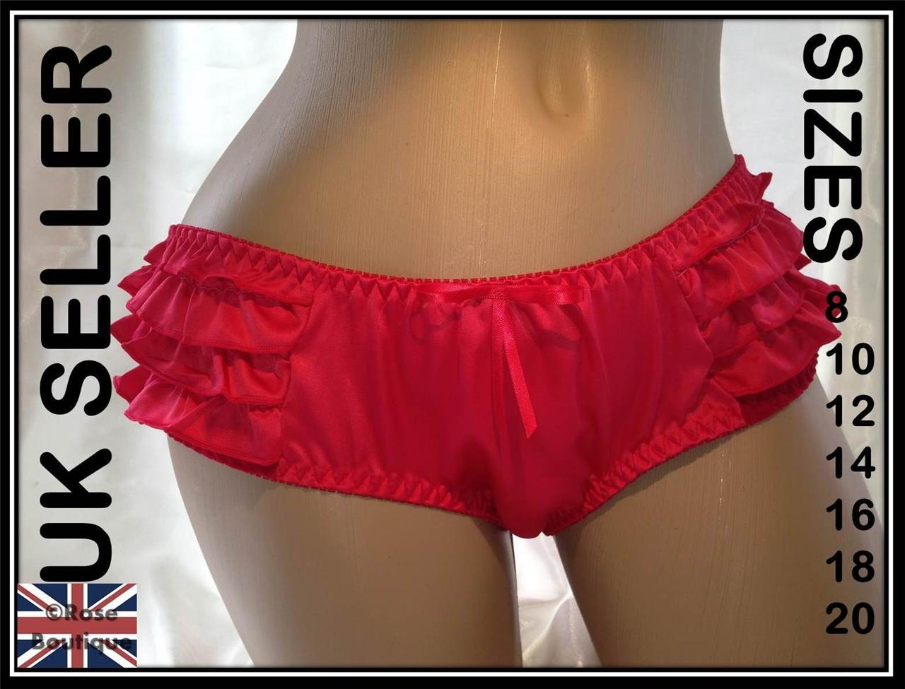 SEXY Satin Black RED Sheer Mesh RUFFLE Panties Plus Size 8 10 12 14 16 sexy-satin-black-red-sheer-mesh-ruffle-panties-plus-size-8-10-12-14-16