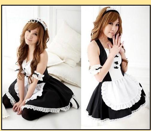 Sexy French Maid Waitress Costume Cosplay Dress Set 2 Colors Ebay