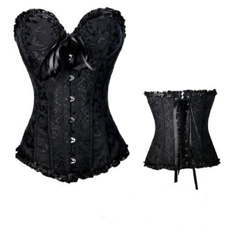 Women Sexy Bustier Boned Corset Burlesque Basque Lace Up Rouge Lingerie