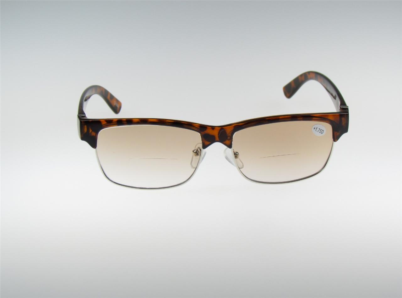 Bifocal Reading Glasses Light Tint Clubmaster 1 00 Power Clearance 