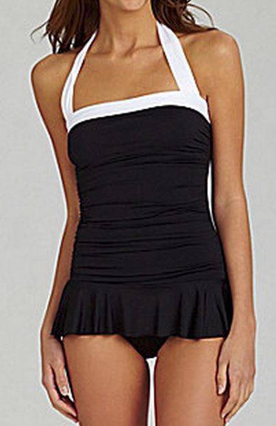 Ralph Lauren Shirred Skirted Skirt Bandeau Mio One Piece Swimsuit Swim