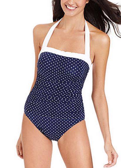 Ralph Lauren Shirred Slimming Bandeau Mio One Piece Swimsuit Swim