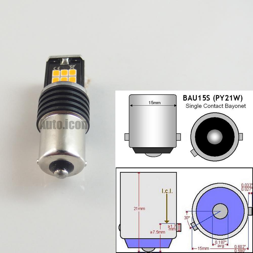2pcs Error Free Amber Samsung 15-SMD BAU15S 7507 LED Bulb For Turn ...