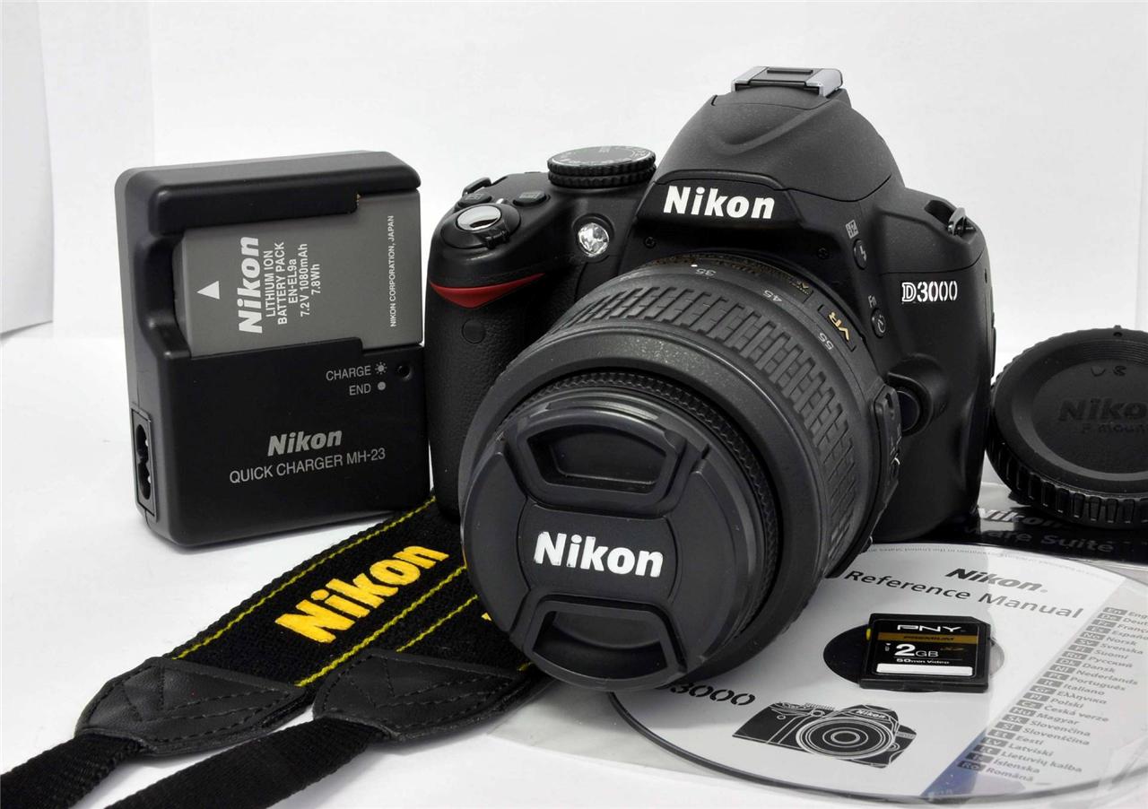 Nikon D3000 10.2 MP Digital DSLR Camera Kit w/AF-S VR 18-55mm 3.5-5.6G ...