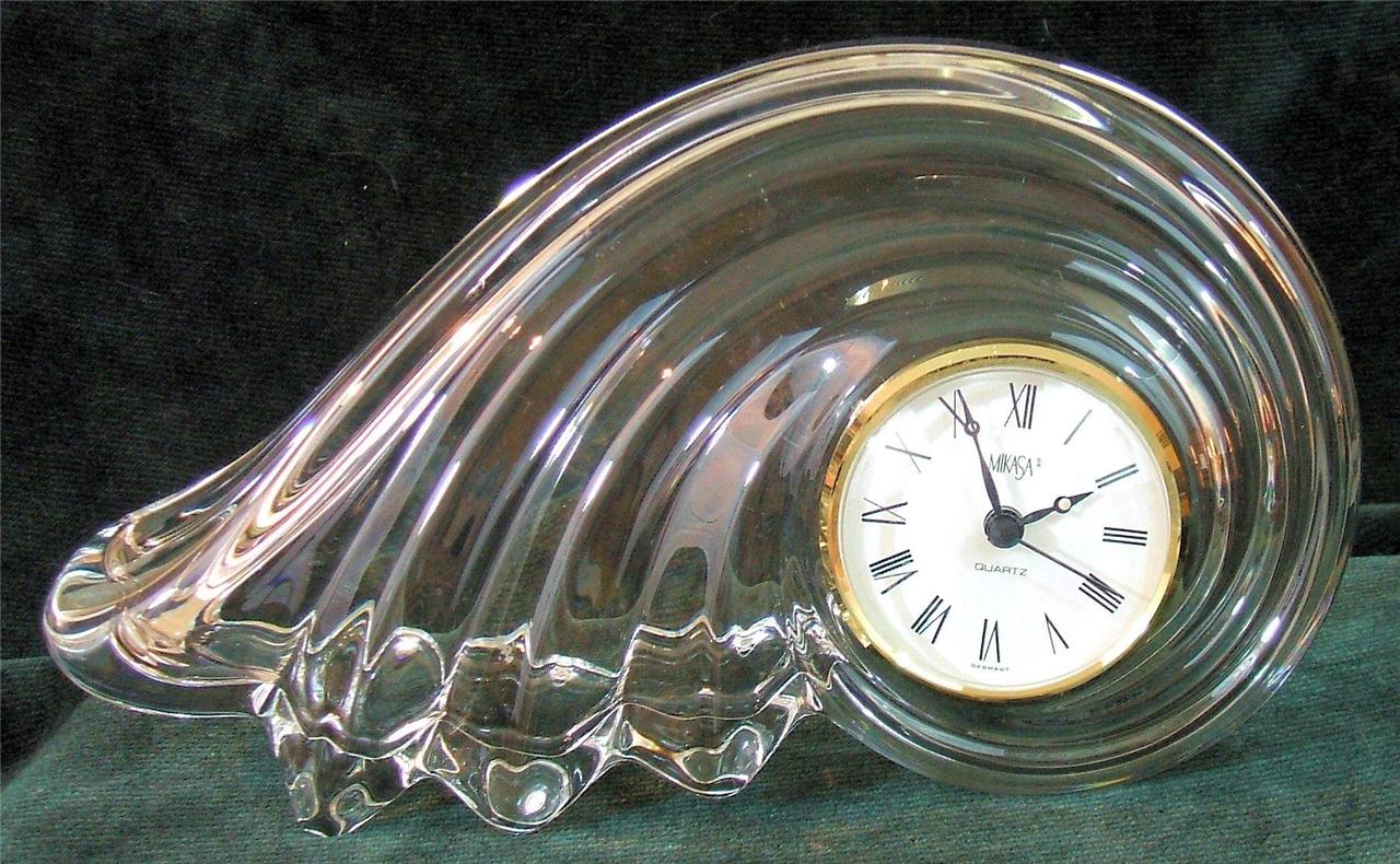 MIKASA - CRYSTAL - CLEARWATER WAVE - CLOCK | eBay