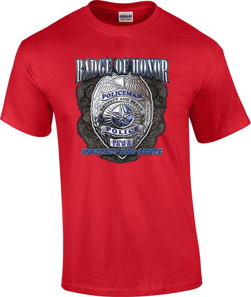 Badge Of Honor Protect And Serve Policeman Police Officer T Shirt Ebay
