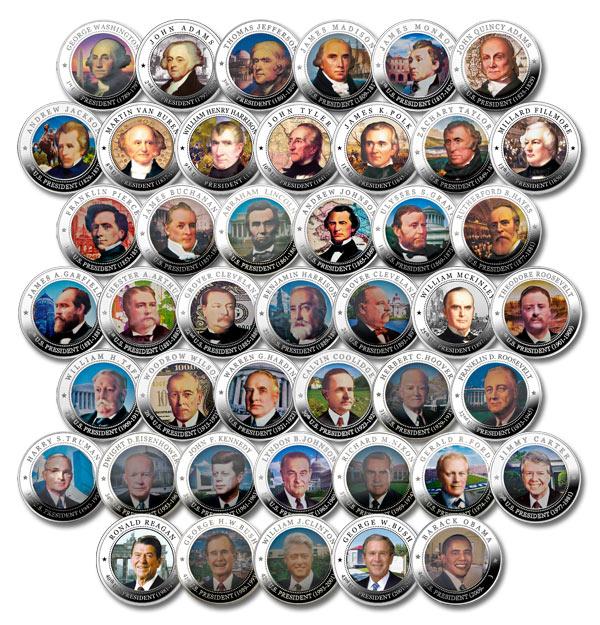 USA Presidential Coin Collection 44 Silver Plated Coins - Washington to ...