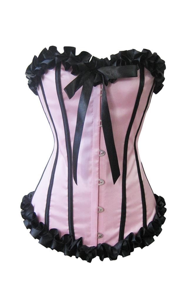 Pink Lace Up Boned Satin Steel Victorian Fashion Corset Ebay
