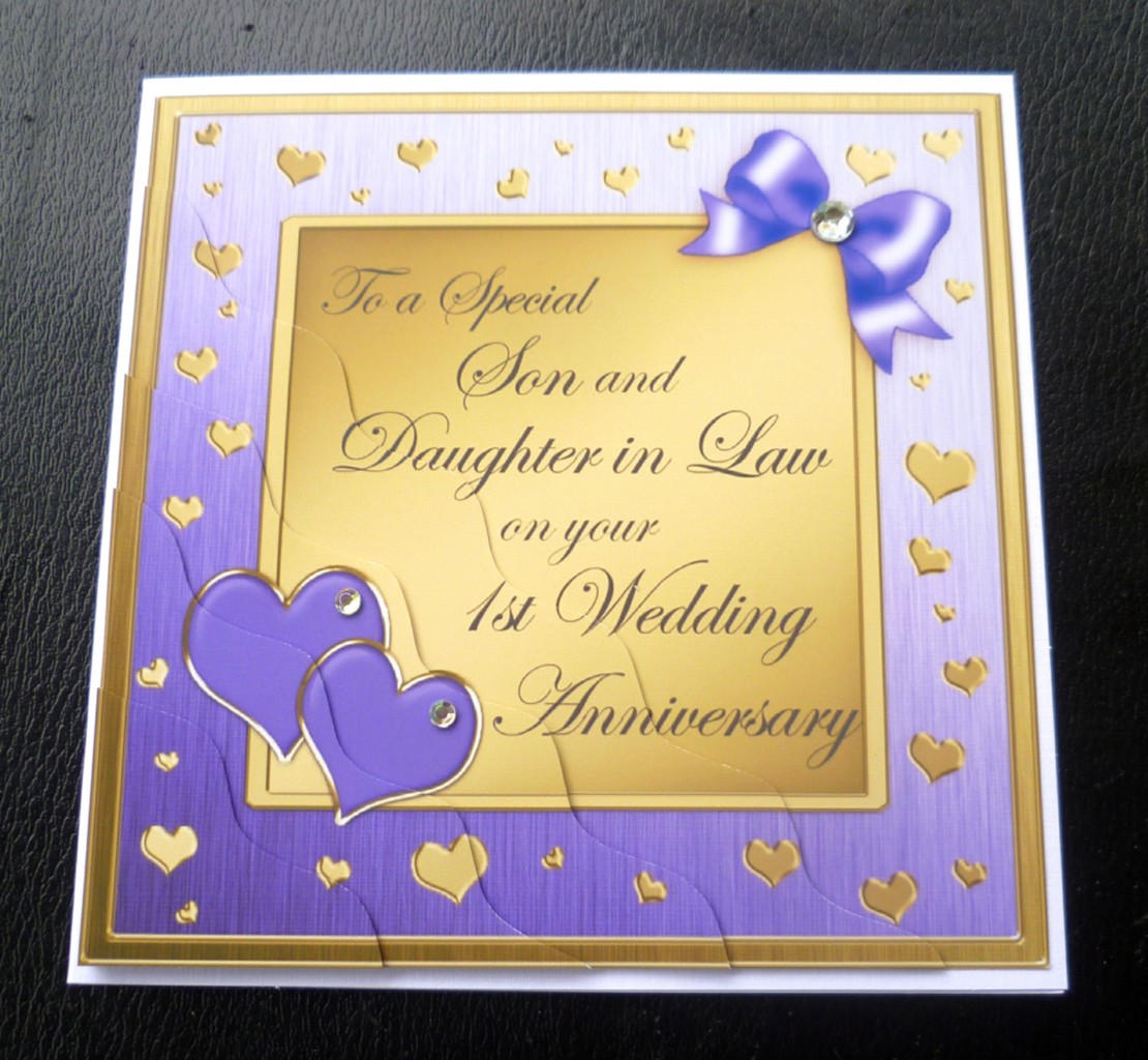 Son Daughter In Law 1st First Wedding Anniversary Card 4 Colours EBay
