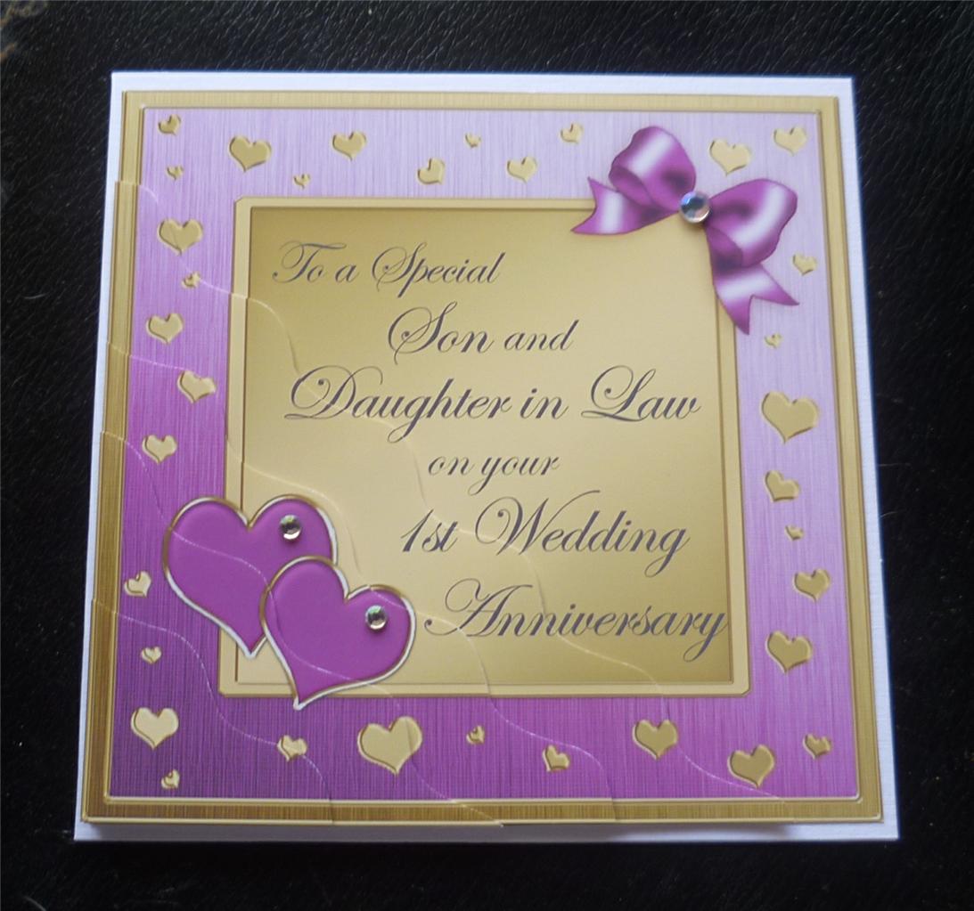 Special Son Daughter In Law 1st Wedding Anniversary Card 4 Colours 