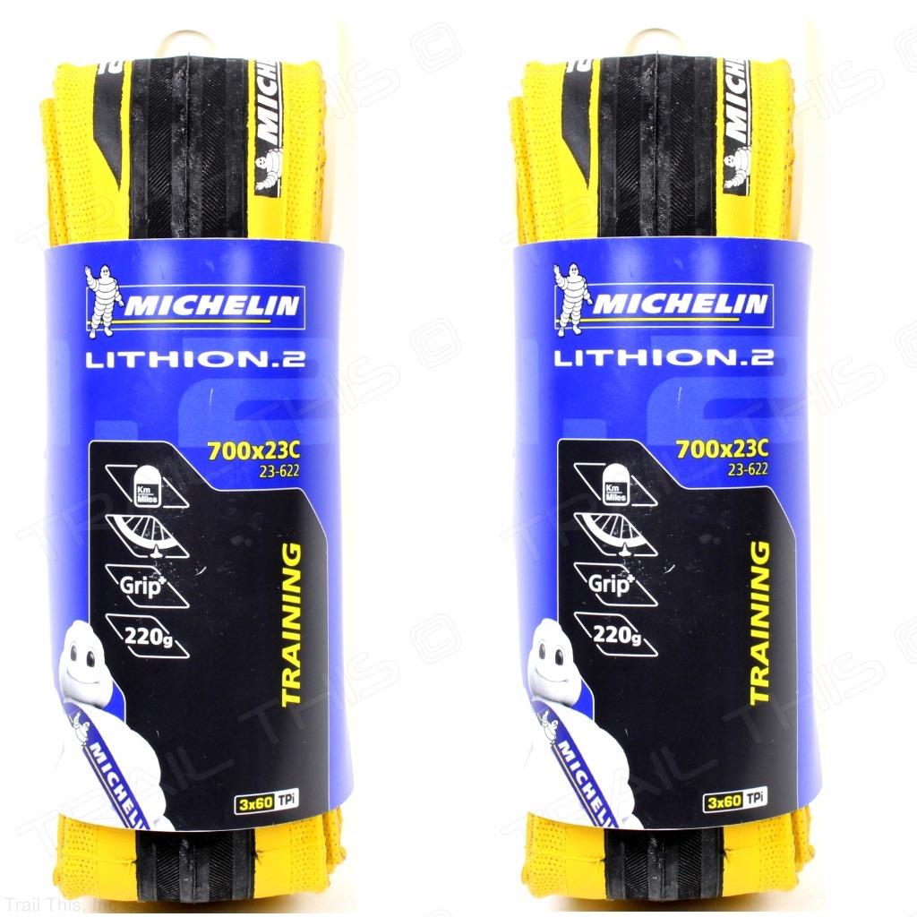 2 Pack Michelin Lithion 2 700 X 23c Yellow Black Road Bike