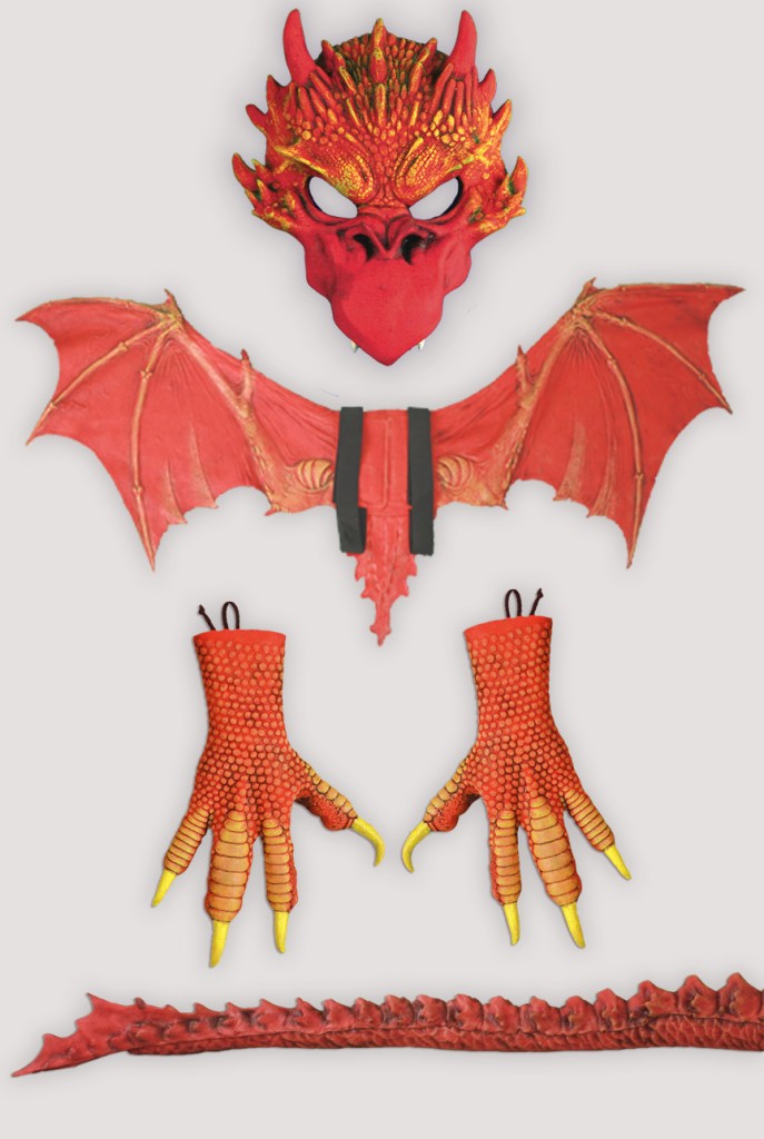 Dragon Mask Wings Talons Tail Halloween Party Costume Bundle Red Green Blue Grey Ebay