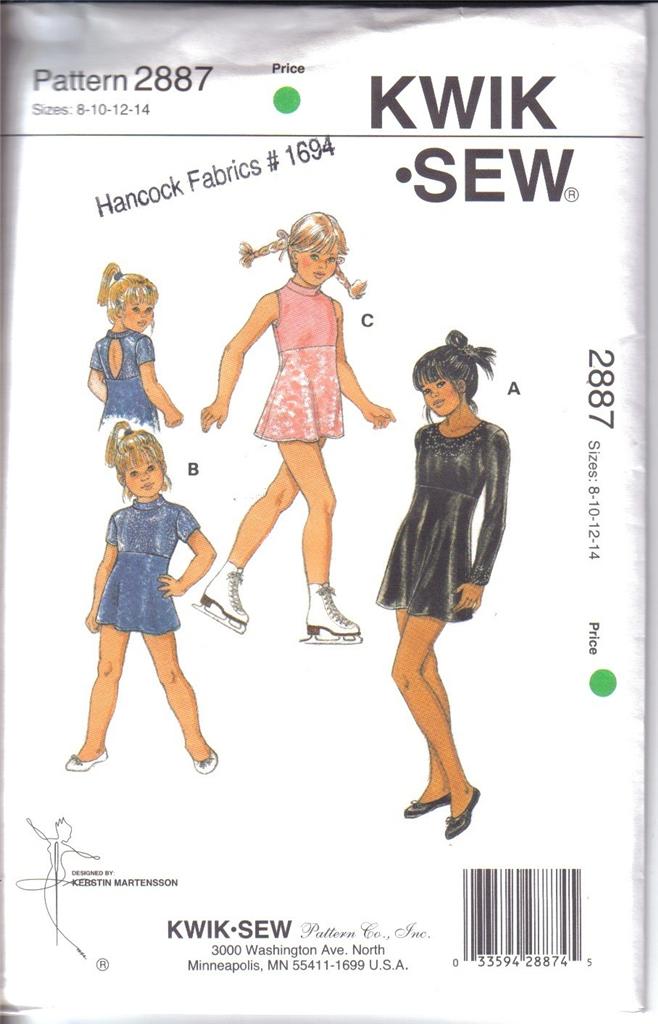Kwik Sew Sewing Pattern Leotard Dance Ice Skating Costume Girls Size 8