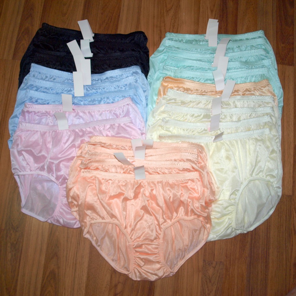 LOT OF 24, 7 COLORS VINTAGE STYLE BRIEFS NYLON PANTIES, WOMEN'S HIP 40 ... LOT OF 24, 7 COLORS VINTAGE STYLE BRIEFS NYLON PANTIES, WOMEN'S HIP 40 ...