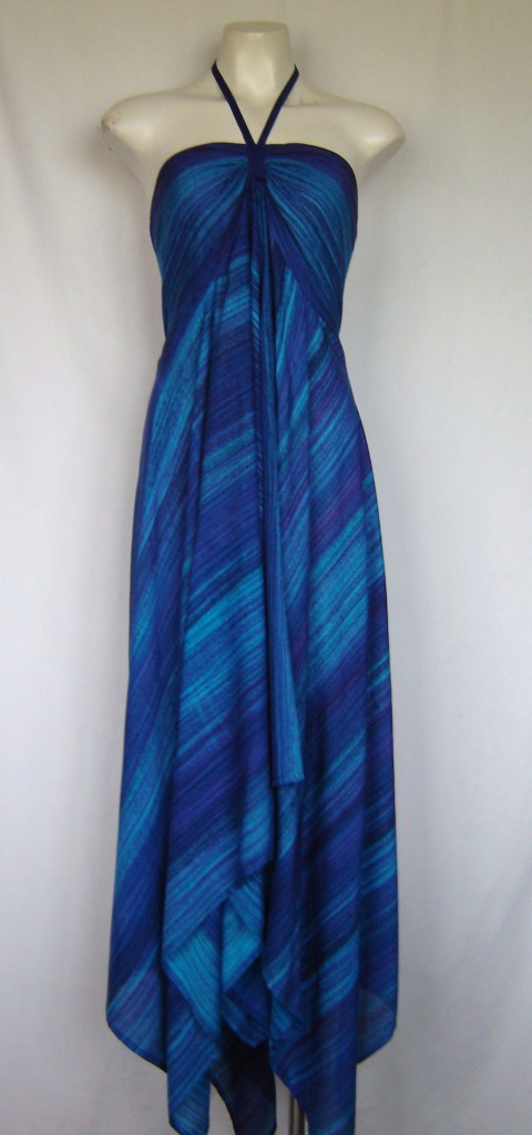 Plus Size Stripped Tie Front Halter Neck Handkerchief Hem Dress Nwt