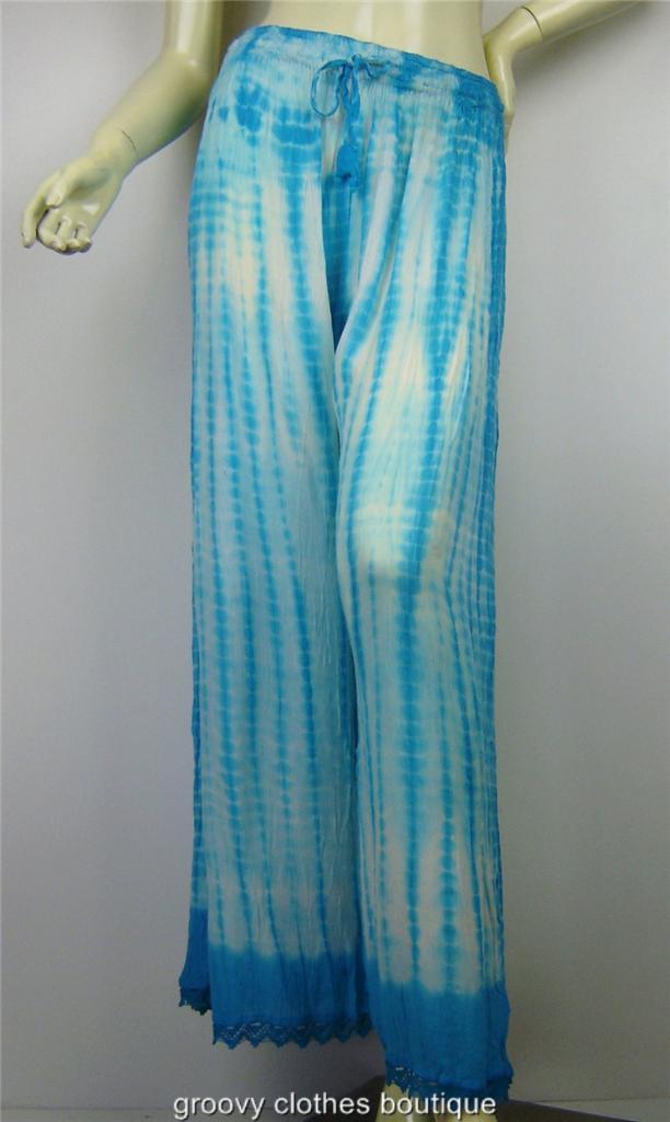 Festival Tie Dye Rayon Crepe Shirred Hippie Pants Size 8 16 Au Ebay