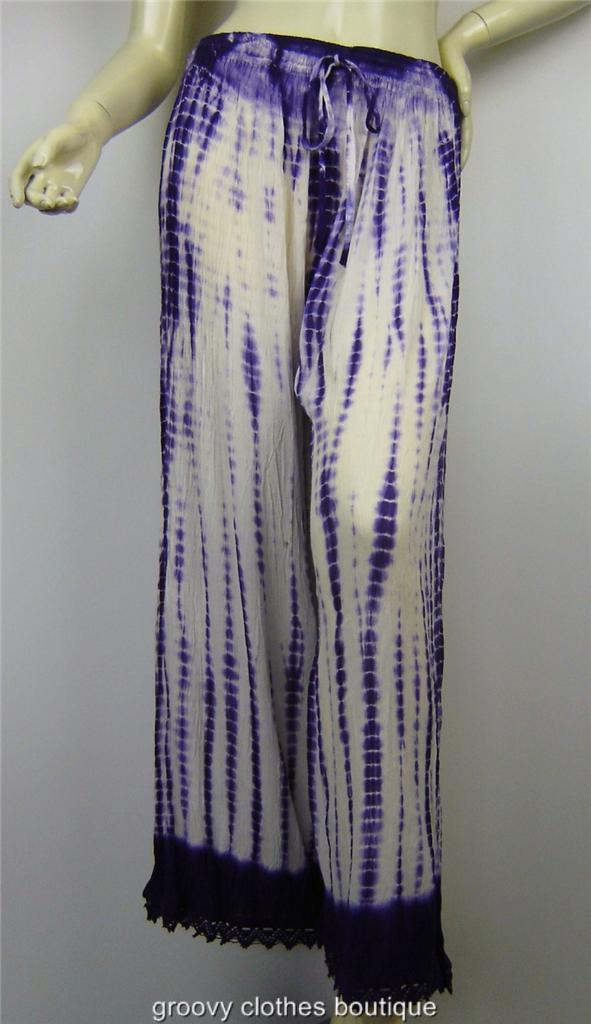 Festival Tie Dye Rayon Crepe Shirred Hippie Pants Size 8 16 Au Ebay