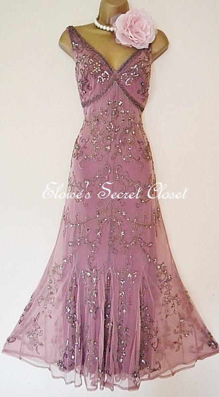 Planet Gatsby 20s Dusky Pink Beaded Sequin Evening Cocktail Dress And Wrap Uk 8 Ebay