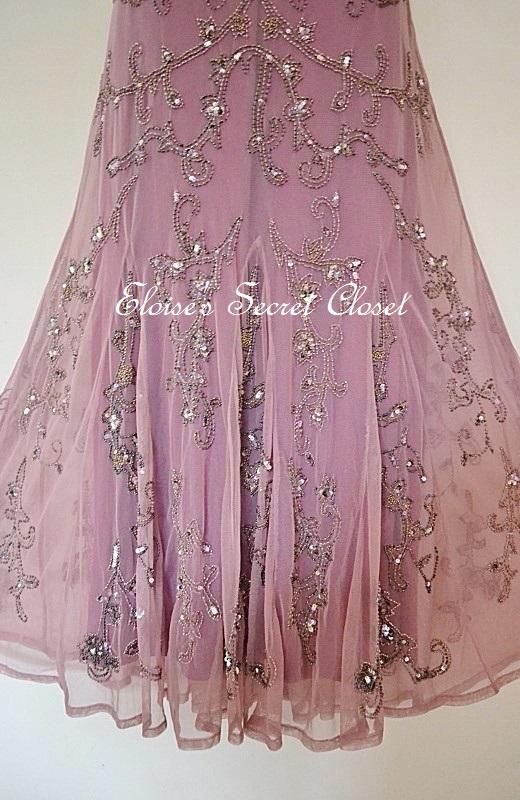 Planet Gatsby 20s Dusky Pink Beaded Sequin Evening Cocktail Dress And Wrap Uk 8 Ebay