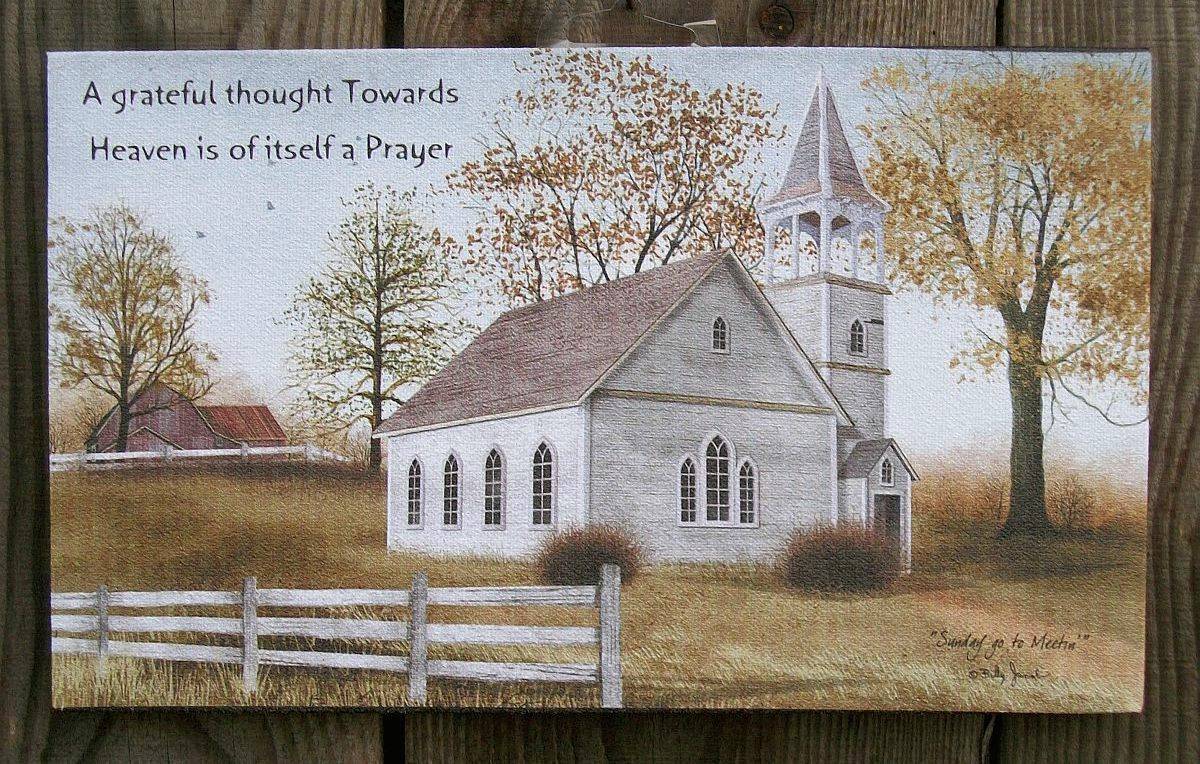 Billy Jacobs 10" x 6" Rustic Country Church Canvas-Wood Frame Wall ...