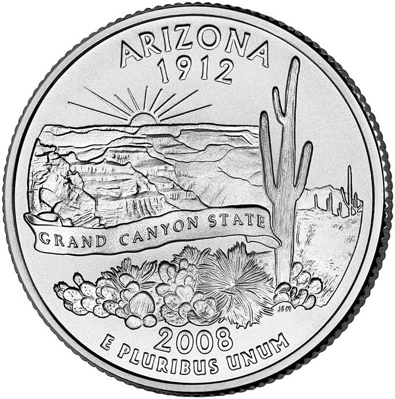 Arizona Grand Canyon State 25¢ AZ Quarter Cut Coin Necklace Pendant ...