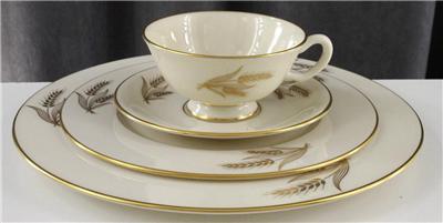 VIntage Lenox China Retired HARVEST Pattern 4PC Place Setting Cream ...
