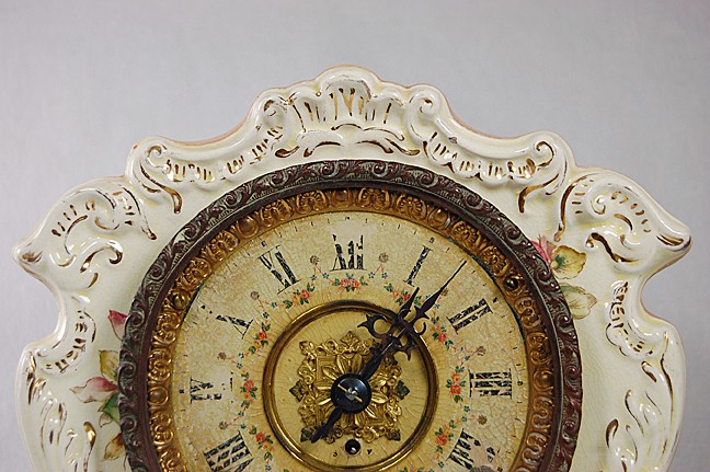 ANTIQUE F KROEBER PORCELAIN PAT. OCT 9 1894 MANTEL CLOCK | eBay