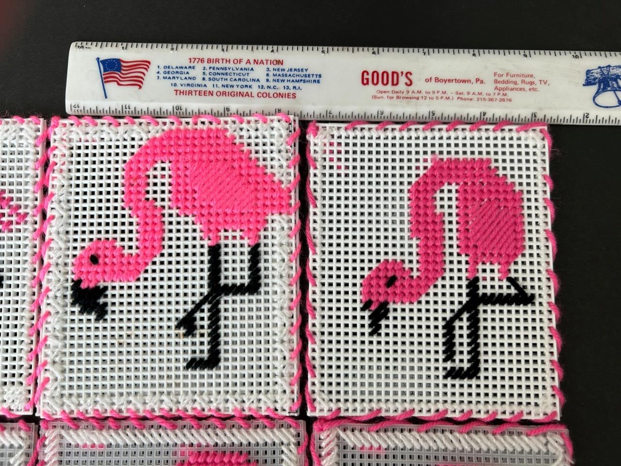 set of 10 flamingo coasters handmade plastic canvas 5 x 6 pink party ...