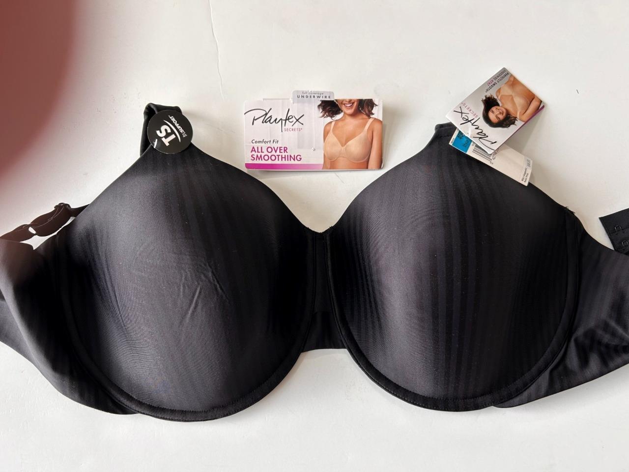 Playtex Secrets bra 36DDD 38DDD 40DDD 42B Smoothing 4747 black stripe ...