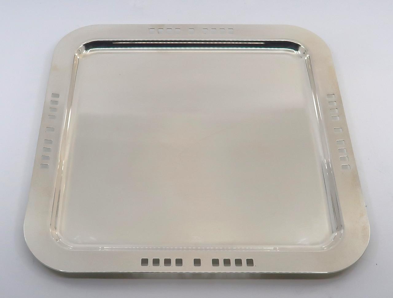 Gorham Silverplate Italy MAESTRI Square Serving Tray, Pierced Rim 12 3/ ...