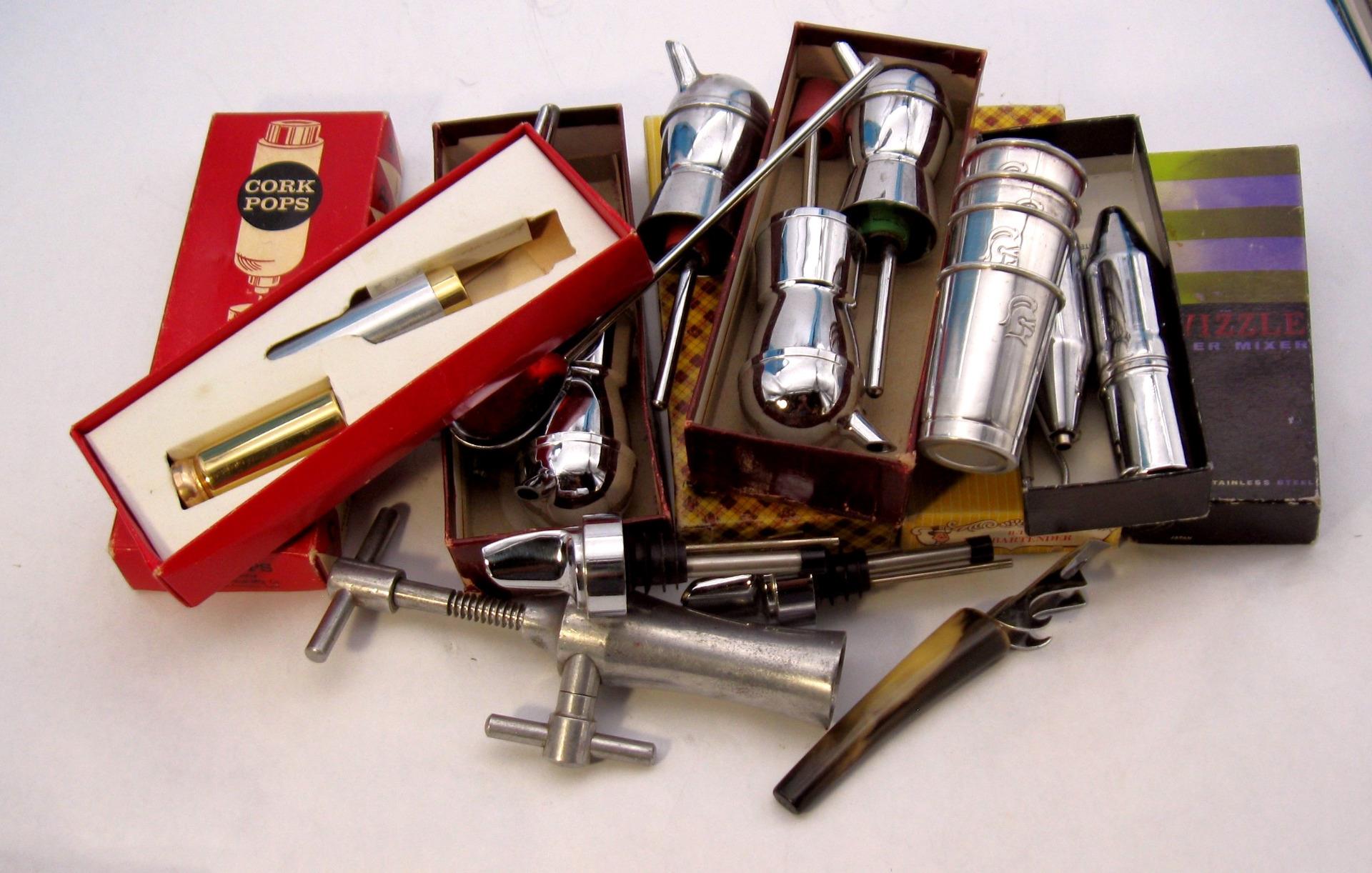 Barware Bartending Tools Collection Spouts Swizzle Mixer Cork Pops ...