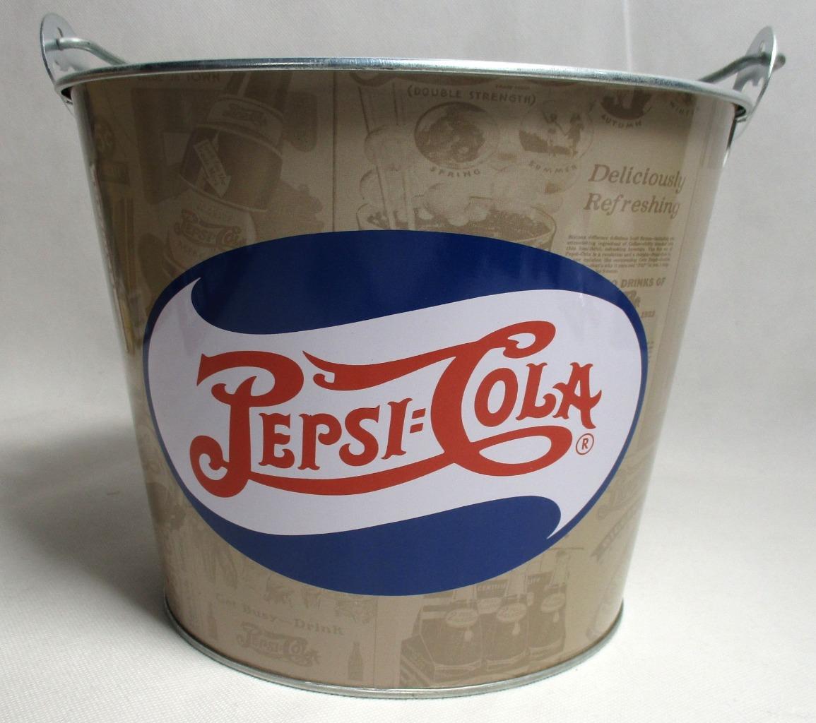 Pepsi Cola Logo 5 Qt Galvanized Metal Ice Bucket with Handle & Bottle ...