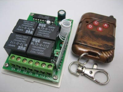 DC 12V 12 Volt Remote Control 4 Channel On OFF Button Switch Wireless ...