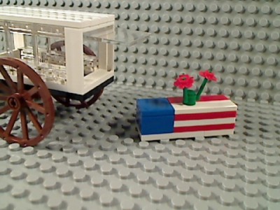 LEGO HORSE DRAWN CARRIAGE FUNERAL FLAG DRAPED CASKET Arlington Cemetery ...
