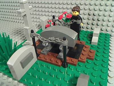 LEGO WIDOW & GRAVESITE BURIAL Funeral Casket Grave Cemetery Tombstones ...
