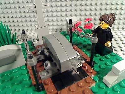 LEGO WIDOW & GRAVESITE BURIAL Funeral Casket Grave Cemetery Tombstones ...